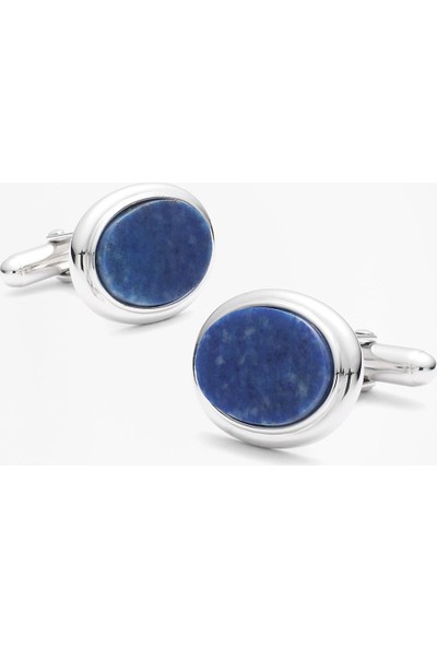 Brooks Brothers Mavi Taşlı Gümüş Kol Düğmesi
