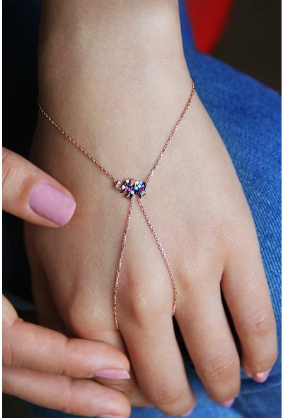 Argentum Concept Renkli Taşlı Fil Motifli Gümüş Şahmeran B058401