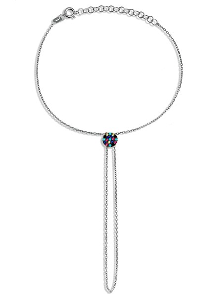 Argentum Concept Renkli Taşlı Daire Motifli Gümüş Şahmeran B063801