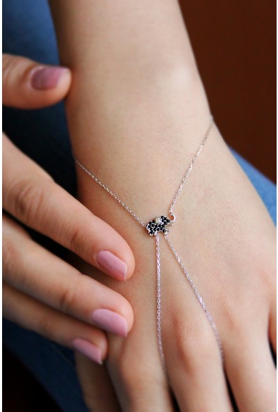 Argentum Concept Siyah Taşlı Fil Motifli Gümüş Şahmeran B058201