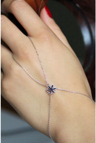 Argentum Concept Siyah Taşlı Kar Tanesi Gümüş Şahmeran B063501