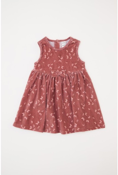 DeFacto Kız Bebek Kolsuz Desenli Kadife Elbise S6847A220AU DeFacto Kız Bebek Kolsuz Desenli Kadife Elbise S6847A220AU