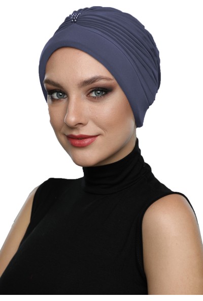 Fidan Bone Fidan Incili - Inci Işlemeli Koyu Gri Hazır Bone