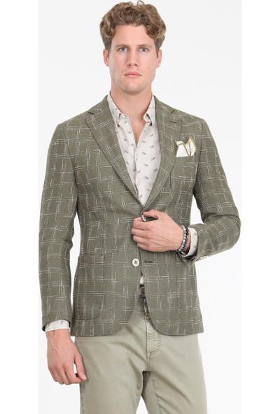 Kip Erkek Kareli Dokuma Ceket