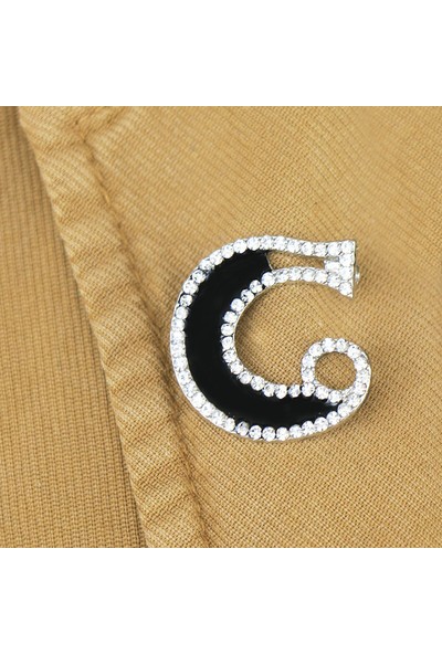 Takıştır C Harfli Taşlı Broş