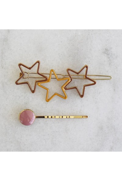 Takıştır İkili Karışık Renk Yıldız Figürlü Yan Toka Set