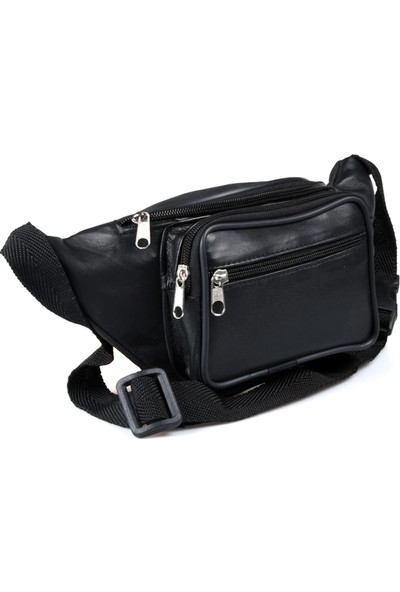 Lederax %100 Hakiki Deri Freebag Bel Çantası Siyah