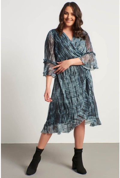 Myline Volanlı Şifon Astarlı Elbise Myline Volanlı Şifon Astarlı Elbise