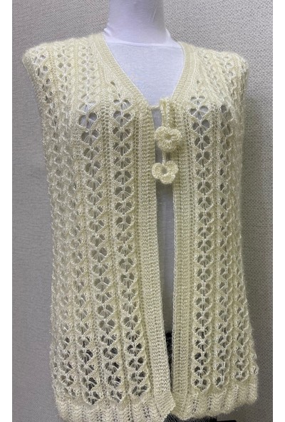 Ayhanhome Kalp Örgü Simli Kristal Kadın Yeleği Ayhanhome Kalp Örgü Simli Kristal Kadın Yeleği