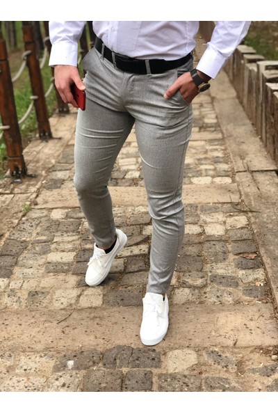 Ukd Slim Fit Petek Desen Keten Pantolon