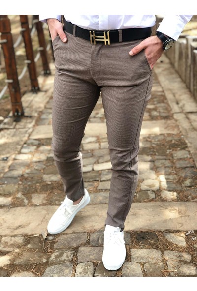 Ukd Slim Fit Petek Desen Keten Pantolon