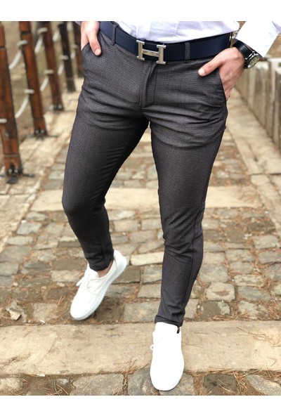 Ukd Slim Fit Petek Desen Keten Pantolon