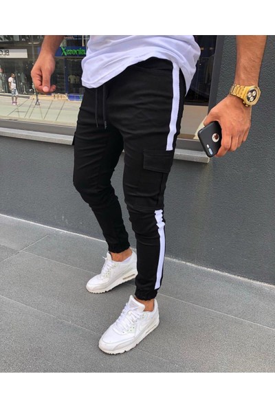 Ukd Slim Fit Kesim Yandan Çizgili Kargo Pantolon