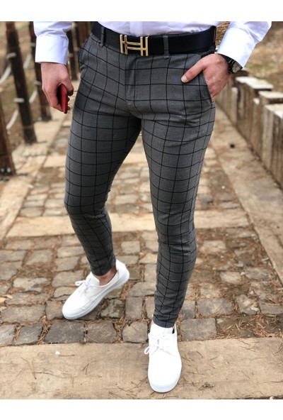 Ukd Slim Fit Ekose Kumaş Pantolon