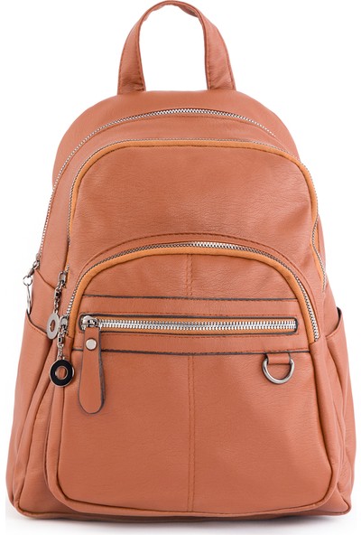 BAGzy 35CM Salaş Yumuşak Yıkama Deri Çok Gözlü Sırt Çantası BAGzy 35CM Salaş Yumuşak Yıkama Deri Çok Gözlü Sırt Çantası