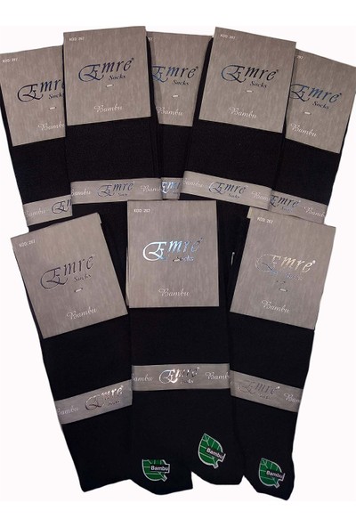 Erkek 10 Çift Bambu Dikişsiz Uzun Siyah Çorap