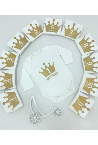Petite Ponpon Baby Bebek Beyaz Kral Taçlı 12 Adet Zıbın Seti