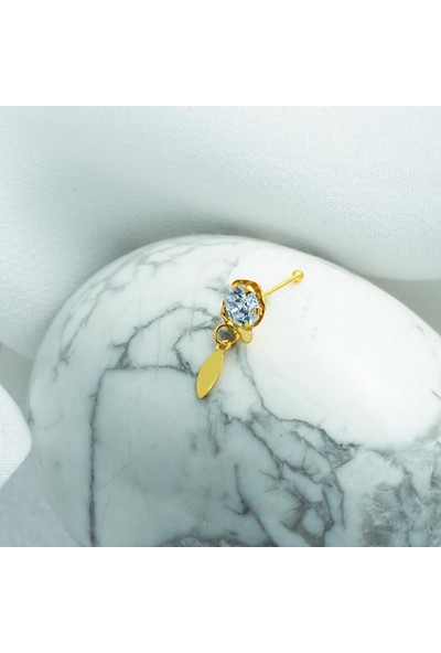 Bilezikci Sarkaçlı Tektaşlı 14 Ayar Altın Hızma