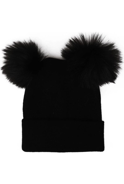 Poyraz Ponponlu Kız Çocuk Bere Siyah