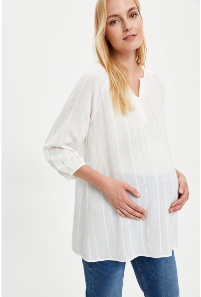 DeFacto Düğmeli Büzgü Detaylı Hamile Tunik R3363AZ20AU