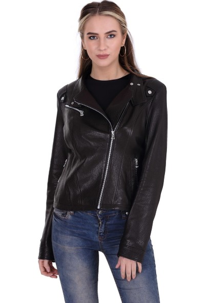 Franko Armondi Kadın Deri Spor Biker Mont Siyah BK-1325-19370 Fa2 Franko Armondi Kadın Deri Spor Biker Mont Siyah BK-1325-19370 Fa2