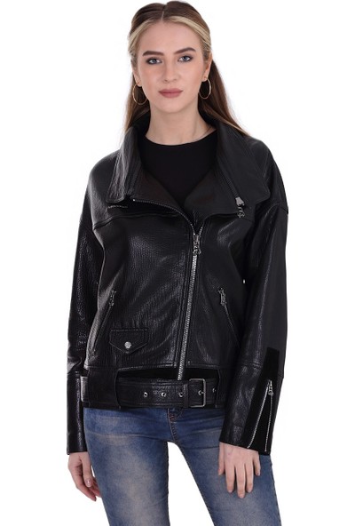 Franko Armondi Kadın Deri Spor Biker Mont Oversize Süet Siyah BK-1440-19606 Fa2 Franko Armondi Kadın Deri Spor Biker Mont Oversize Süet Siyah BK-1440-19606 Fa2