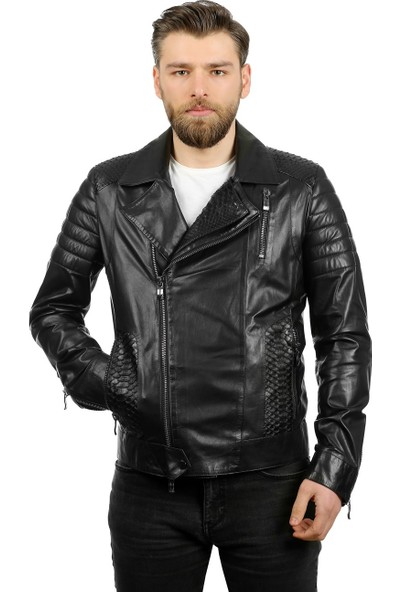 Franko Armondi Erkek Deri Spor Luxury Biker Mont Siyah YK-1225-19114 Fa1 Franko Armondi Erkek Deri Spor Luxury Biker Mont Siyah YK-1225-19114 Fa1