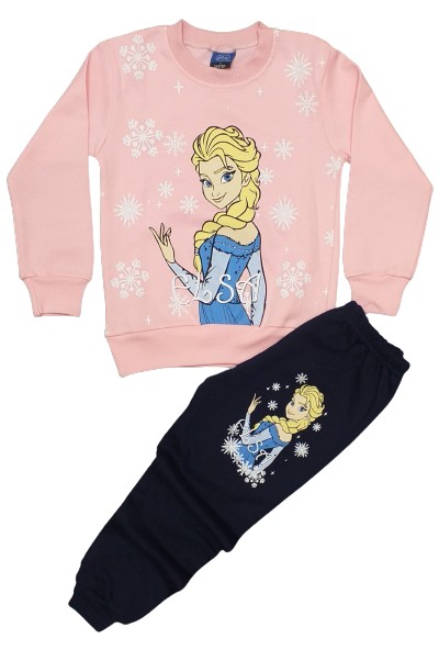 Disney Kız Çocuk Pembe Elsa Desenli 2'li Penye Takım Disney Kız Çocuk Pembe Elsa Desenli 2'li Penye Takım