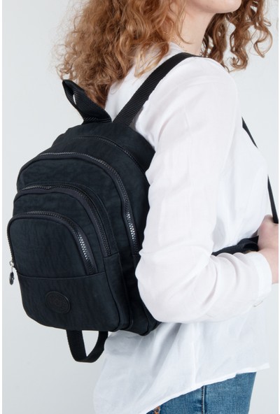 Byhakan HK-038 Klinkır Kumaş Kadın Sırt Çantası Siyah