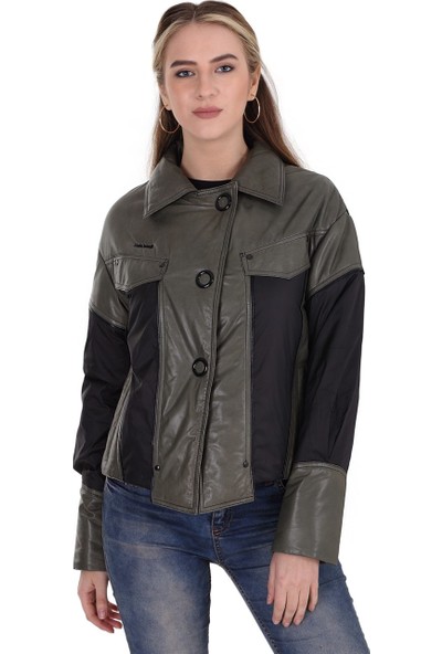 Franko Armondi Kadın Deri Spor Ceket Haki Bk-1428 A-19601 Fa2 Franko Armondi Kadın Deri Spor Ceket Haki Bk-1428 A-19601 Fa2
