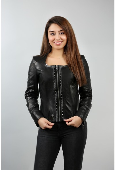 Franko Armondi Kadın Deri Klasik Mont Işlemeli Siyah Bk-924-18143 Fa1