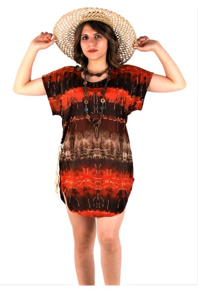 Mayo Merkezi Ip Kemerli Desenli Pareo