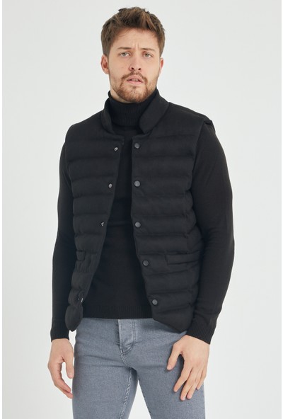 Gavazzi Erkek Siyah Süet Şişme Yelek