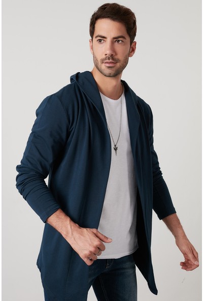 Buratti Slim Fit Pamuklu Kapüşonlu Örme Hırka Erkek HIRKA 5896587