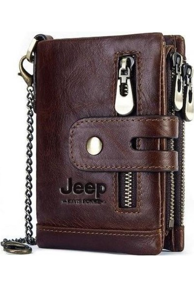 Jeep Erkek Cüzdanı 100% Hakiki Deri Bozuk Para Kart Bölmeli Zincir Tutuculu Rfıd Özellikli Jeep Erkek Cüzdanı 100% Hakiki Deri Bozuk Para Kart Bölmeli Zincir Tutuculu Rfıd Özellikli