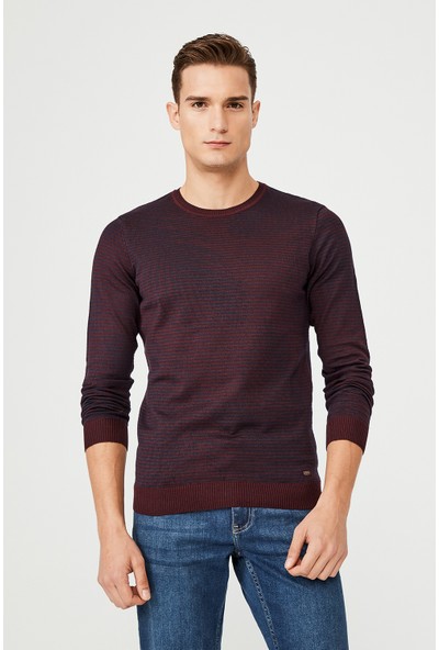 Avva Erkek Bordo Bisiklet Yaka Jakarlı Kazak A02Y5119