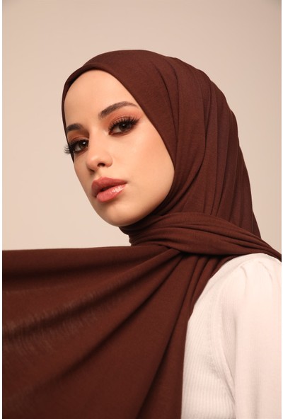 ELF PRIVE Premium Düz Pamuk Penye Şal-Kahverengi ELF PRIVE Premium Düz Pamuk Penye Şal-Kahverengi