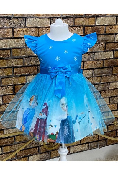 Jackfruit Kız Çocuk Tüllü Mavi Elsa Elbise