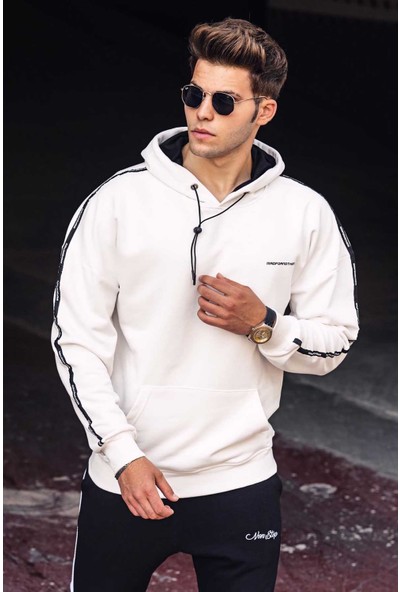 Madmext Beyaz Kapüşonlu Sweatshirt 4721