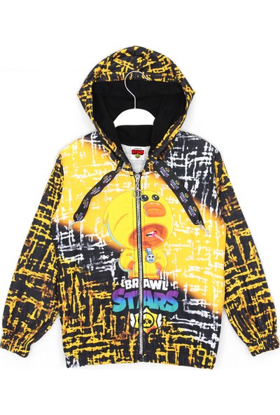 Brawl Stars Sally Leon Baskılı Erkek Çocuk Ceket 4 - 8 Yaş Sarı