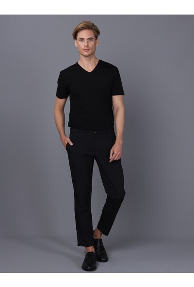 Basics&more Erkek V Yaka Siyah T-Shirt
