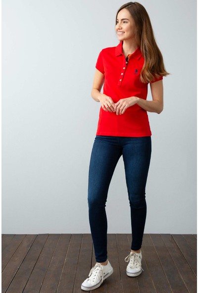 U.S. Polo Assn. Kadın Kırmızı T Shirt Basic 50198886-Vr030