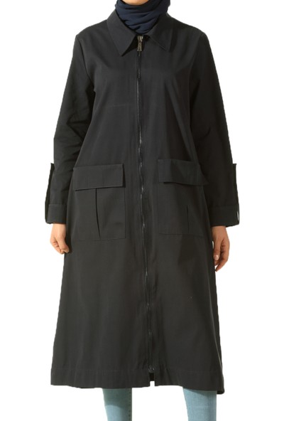 Allday Fermuarlı Cepli Trençkot