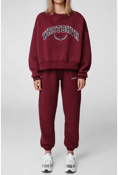 Mad Girls Bordo Kadın Eşofman Takım MG835