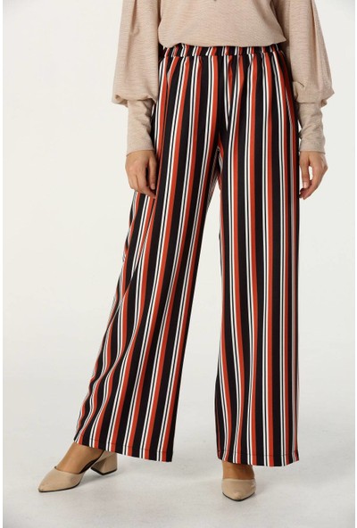 Allday Beli Lastikli Çizgili Pantolon