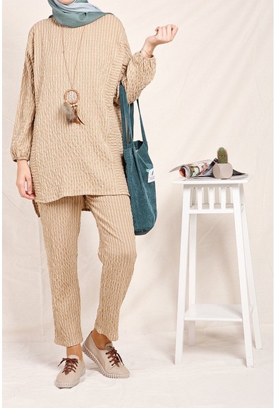 Allday Çizgili Pantolonlu Ikili Takım