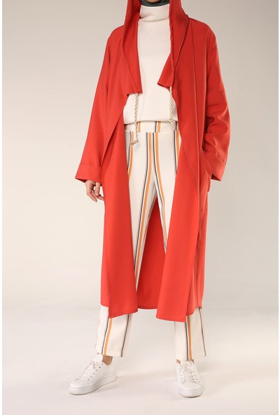 Allday Viskon Kapüşonlu Cepli Kap