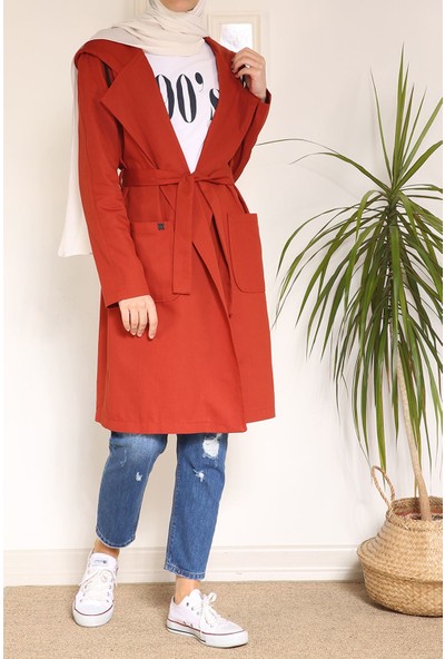 ALLDAY Kapüşonlu Kuşaklı Trençkot