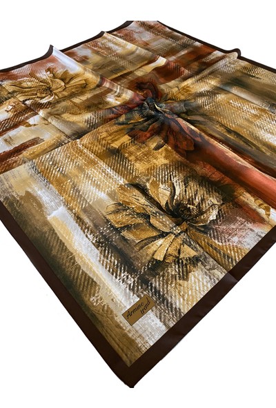 Armine Trend Twill (Tivil) Çiçek Desen Eşarp - Kahverengi - Hardal Armine Trend Twill (Tivil) Çiçek Desen Eşarp - Kahverengi - Hardal