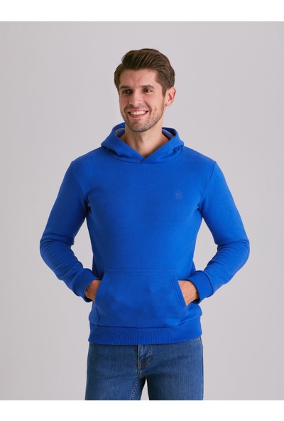 Dufy Saks Düz Kapüşonlu Erkek Sweatshirt - Regular Fit Dufy Saks Düz Kapüşonlu Erkek Sweatshirt - Regular Fit